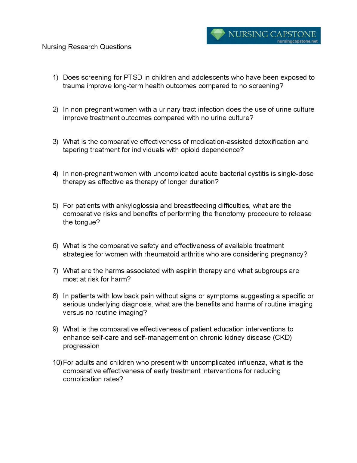 Top-10 Nursing Research Questions for You to Consider