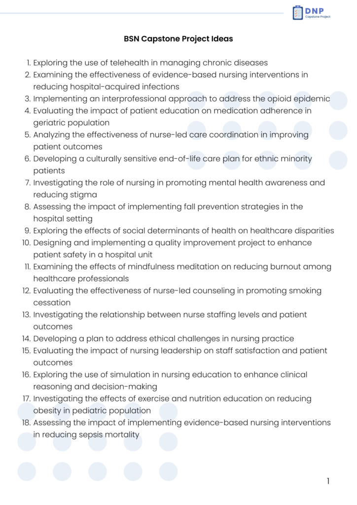 Top BSN Capstone Project Ideas, Topics & Writing Help